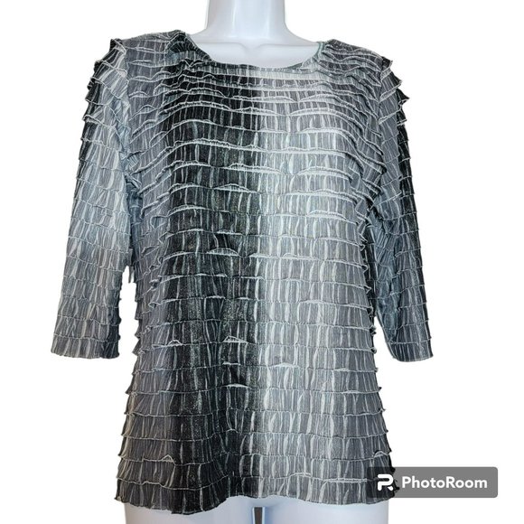 BonWorth | Tops | Bonworth Blouse Women Xsgray Silver Tab Edge Tiered ...